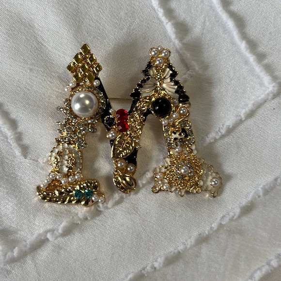 Fashion Jewelry | Accessories | Fashion Jewelry Metal Brooch Letter M ...
